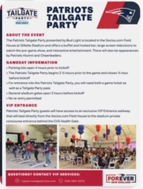 Monday Night Football & VIP Tailgate Party - Gillette Stadium - Ricky ...